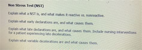Solved Non Stress Test Nst Explain What A Nst Is And What