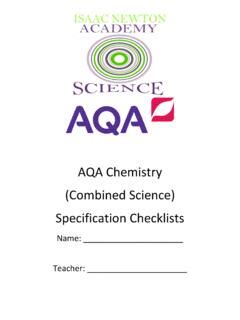 AQA Chemistry Combined Science Specification Checklists Aqa Chemistry Combined Science