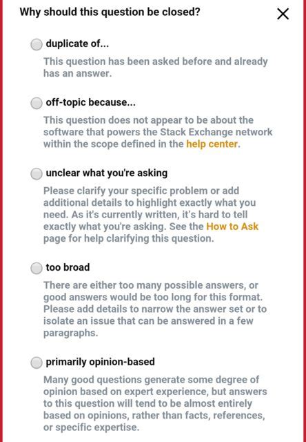 The Mobile Close Menu Is Very Bold Meta Stack Exchange