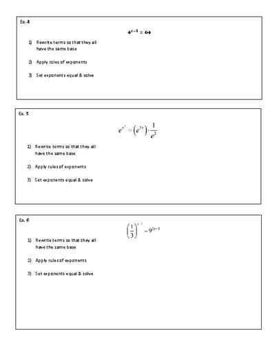 Graphing Exponential Functions And Solving Exponential Equations Notes