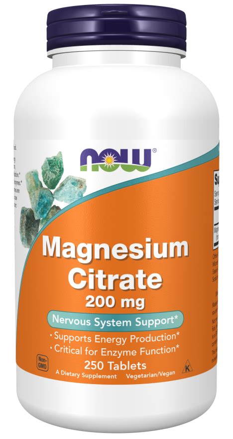 Magnesium Citrate 200 Mg Tablets Now Supplements