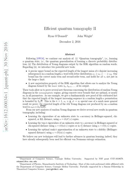 Efficient Quantum Tomography Ii Pdf Principal Component Analysis Quantum Entanglement
