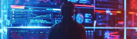A Silhouette Of A Person Analyzing Data On Multiple Screens Displaying