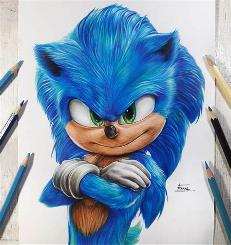 Sonic Colored Pencil Drawing