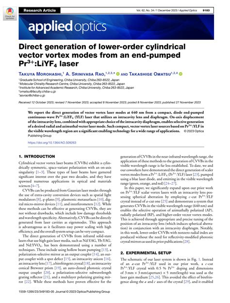 Direct Generation Of Lower Order Cylindrical Vector Vortex Modes From