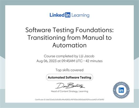 liji jacob on linkedin certificate of completion
