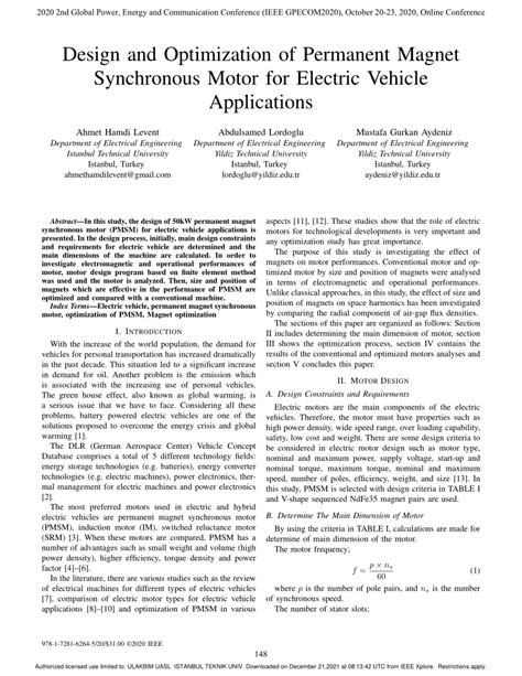 Pdf Design And Optimization Of Permanent Magnet Synchronous Motor For