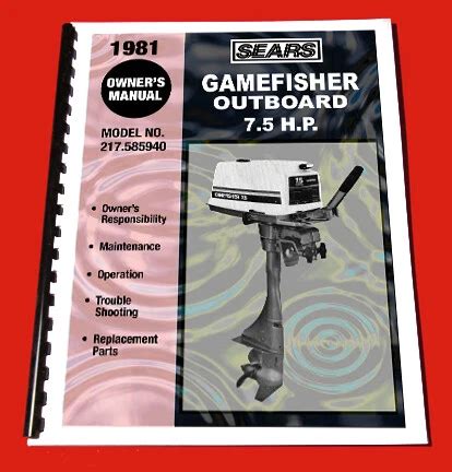 Sears Gamefisher 75 Hp Outboard Owners Manual And Parts Book 217