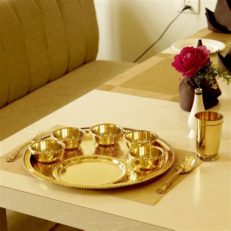 Brass Hammered Dinner Set 10 Piece Collection