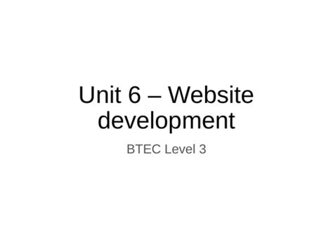 It Btec Level 3 Unit 6 Web Development Learning Aim A Teaching Resources