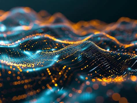 3d rendering of abstract digital particles futuristic wave with depth