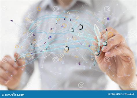 3d Rendering Floating Connecting Lines And Binary Digits On A Man S Hand Concept Of