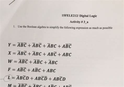 Solved 15fele212 Digital Logic Activity 3 A 1 Use The