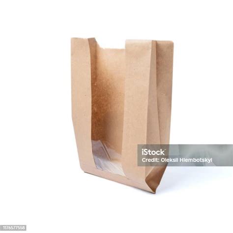 점심 이나 음식 또는 흰색 고립 된 배경에 구입에 대 한 재활용 빈 크래프트 종이 쇼핑 가방의 모형 가방에 대한 스톡 사진 및 기타 이미지 Istock