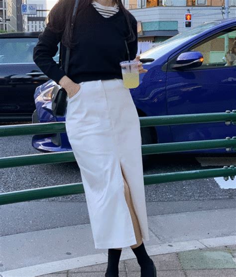 파인땡큐 토브슬릿스커트 3color