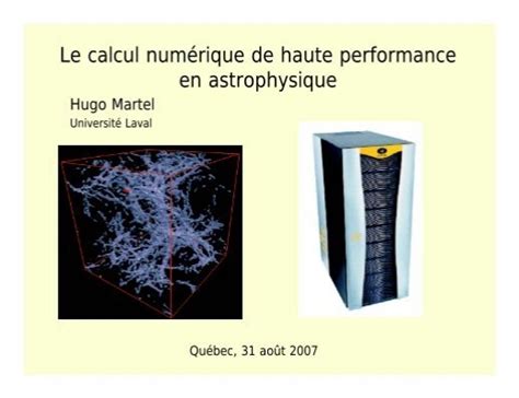 Le calcul numérique de haute performance Université de Laval
