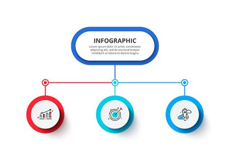 기본 추상 요소와 3 개의 원이있는 흐름도 현대 인포 그래픽 디자인 템플릿 비즈니스 프로젝트의 3 단계의 창조적 인 개념 0명에 대한 스톡 벡터 아트 및 기타 이미지