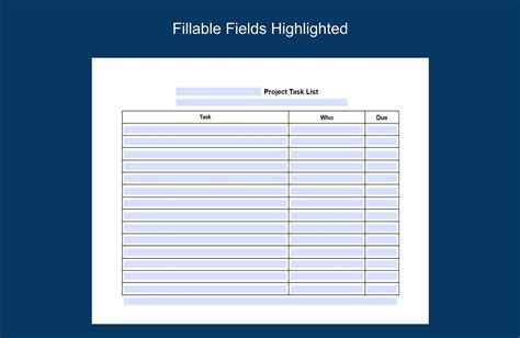 Project Task List Form Fillable PDF Etsy