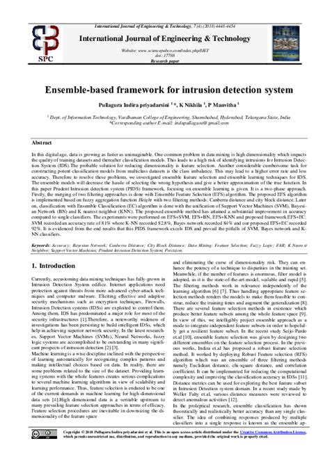 pdf ensemble based framework for intrusion detection system