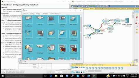 Packet Tracer Configuring A Floating Static Route Static Routing Protocol Youtube