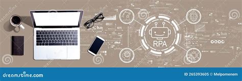 Robotic Process Automation Theme With A Laptop Computer Stock Image Image Of Tech Futuristic