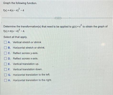 solved graph the following function f x 4 x−4 2−4