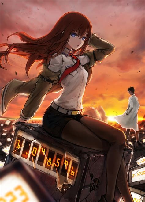 Makise Kurisu And Okabe Rintarou Steinsgate Drawn By Sterben Danbooru