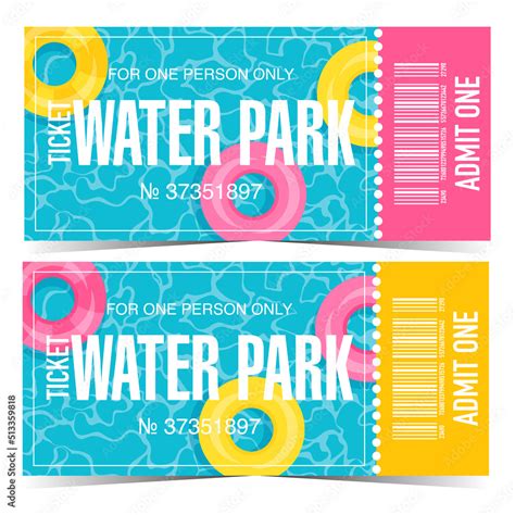 Water Park Or Aqua Park Ticket Design Template Vector Illustration In