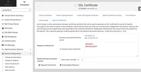 Install SSL Certificate In Virtualmin ServerOK