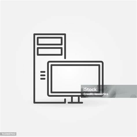 Pc 또는 데스크톱 컴퓨터 벡터 개념 개요 아이콘 또는 기호 Lcd에 대한 스톡 벡터 아트 및 기타 이미지 Lcd 개념 Istock