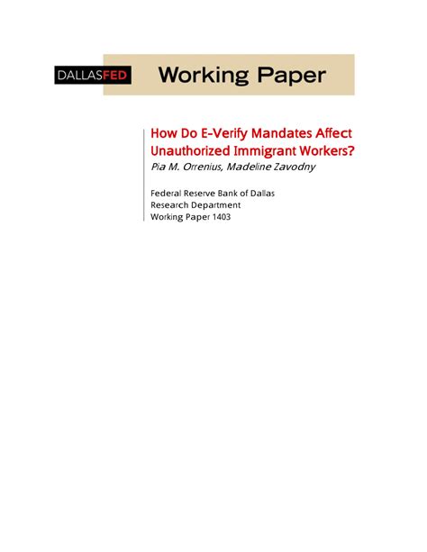 Pdf How Do E Verify Mandates Affect Unauthorized Immigrant Workers