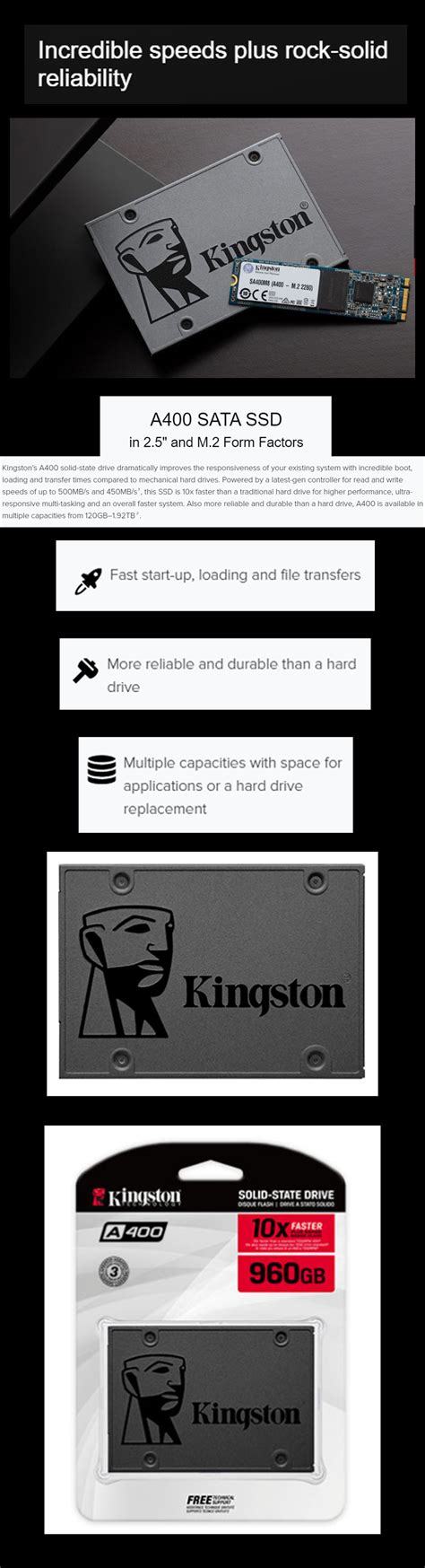 KINGSTON A400 960GB SA400S37/960G 2.5-inch SSD | VillMan Computers