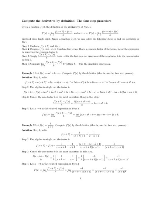 Compute The Derivative By Definition The Four Step Procedure