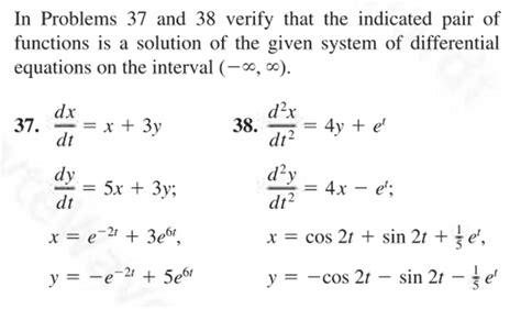 solved in problems 37 and 38 verify that the indicated pair