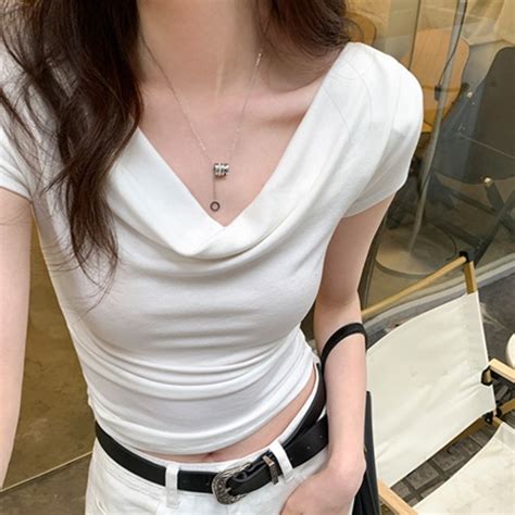 르뚜앙 당일출고 나전 여름 드레이프 셔링 반팔 티셔츠 이너티 블랙 화이트 핑크 기본 티셔츠 티블라우스