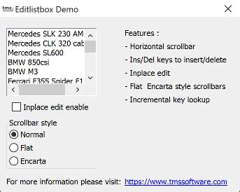 TEditListBox Inplace Editable Listbox With Insert Delete Items At Runtime