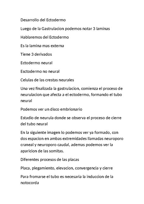 Desarrollo Del Ectodermo Desarrollo Del Ectodermo Luego De La