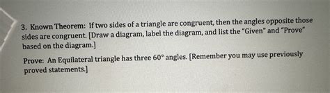 Solved Known Theorem If Two Sides Of A Triangle Are Chegg Com