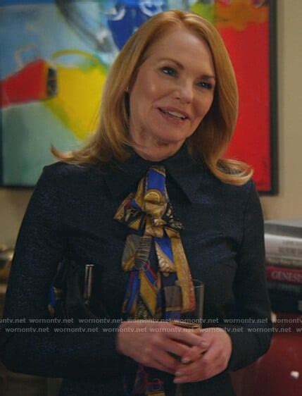Wornontv Lisas Black Metallic Blouse On All Rise Marg Helgenberger Clothes And Wardrobe