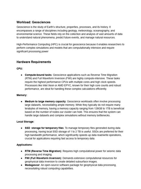 Geosciences Hardware Requirements Pdf Computer Data Storage Central Processing Unit