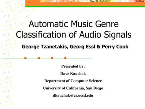 Ppt Automatic Music Genre Classification Of Audio Signals George