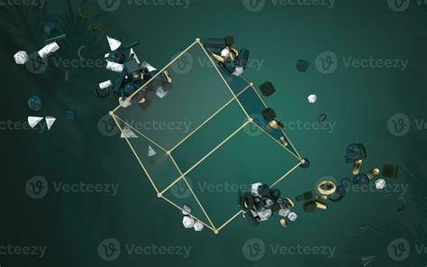 The Creative Geometries With Glass Cube 3d Rendering 27856939 Stock