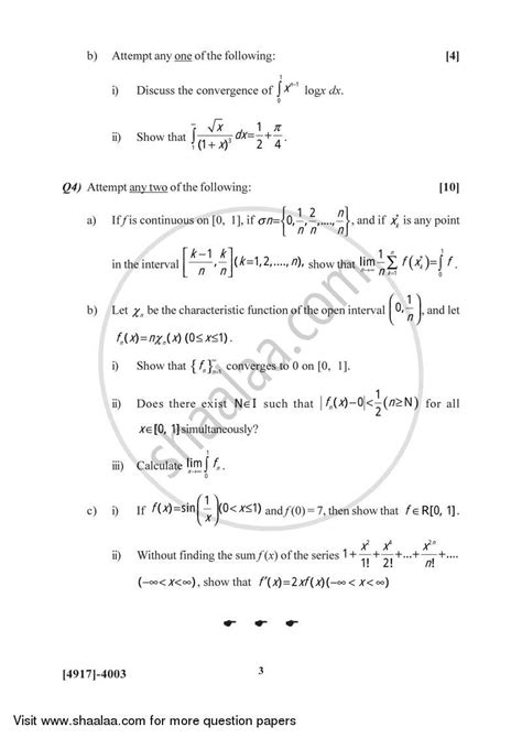 Problem Set 3 2015 2016 B Sc Mathematics Semester 6 Tybsc 2013 Pattern Question Paper With Pdf