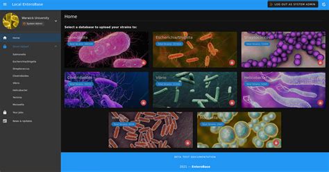 Using The Homepage — Local Enterobase Beta Documentation