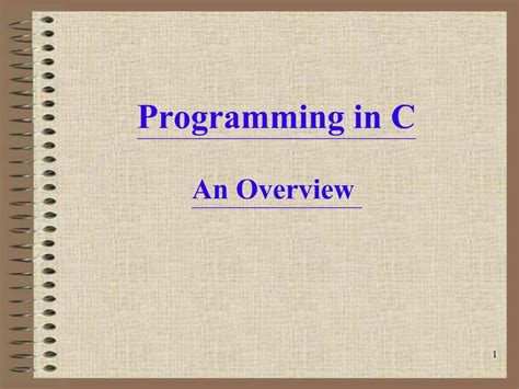 PPT Programming In C An Overview PowerPoint Presentation Free Download ID 1047590