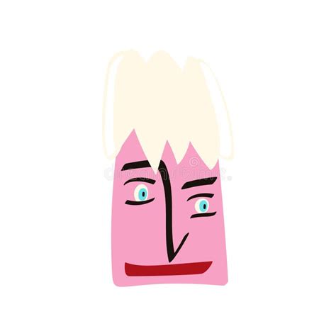 Funky Freaky Cute Face Comic Face In Modern Doodle Style Stock Vector