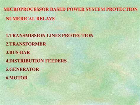 microprocessor based power system protection numerical relays