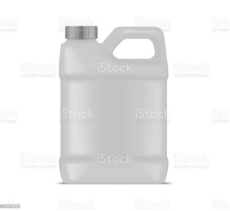 흰색 배경 사실적인 그림에 고립 된 핸들빈 플라스틱 캐니스터 액체 제품 포장을 위한 제리칸 벡터 모형 3차원 형태에 대한 스톡 벡터 아트 및 기타 이미지 Istock