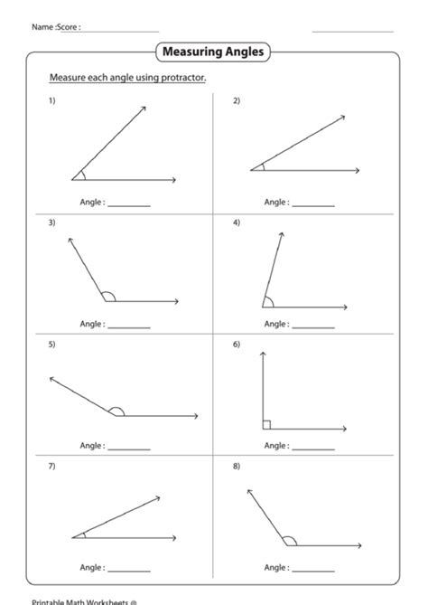 Angles Measurement Worksheet Pdf