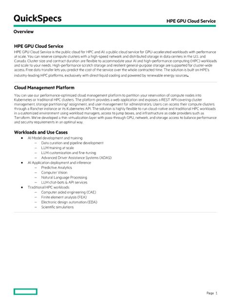 Hpe Gpu Cloud Service